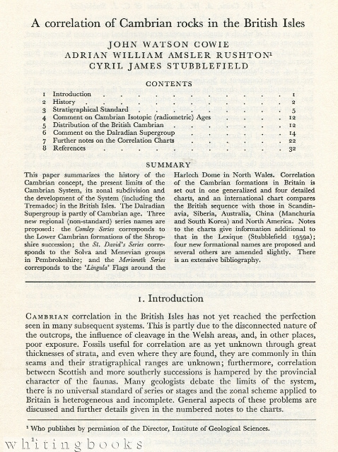 Cambrian: A Correlation of Cambrian Rocks in the British Isles ...