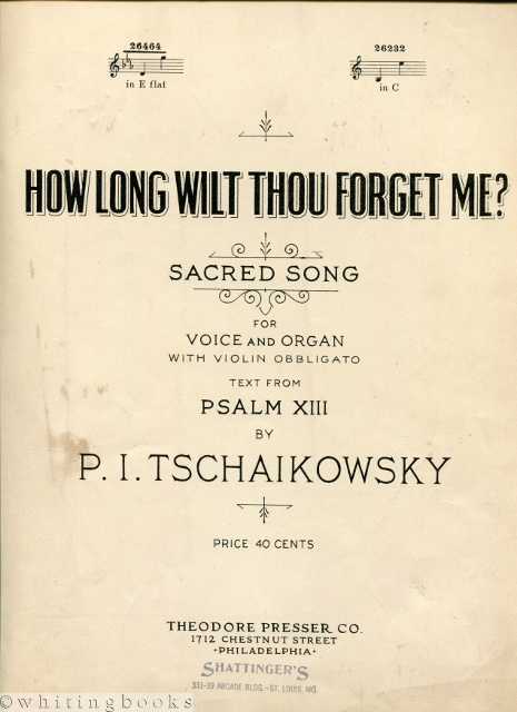 How Long Wilt Thou Forget Me? Sacred Song for Voice and Organ with ...