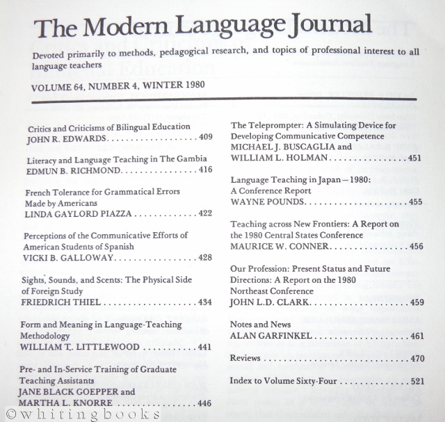 The Modern Language Journal - Volume 64 Number 4, Winter 1980