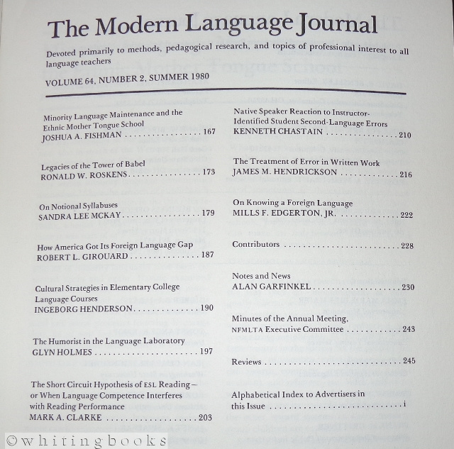 The Modern Language Journal - Volume 64 Number 2, Summer 1980